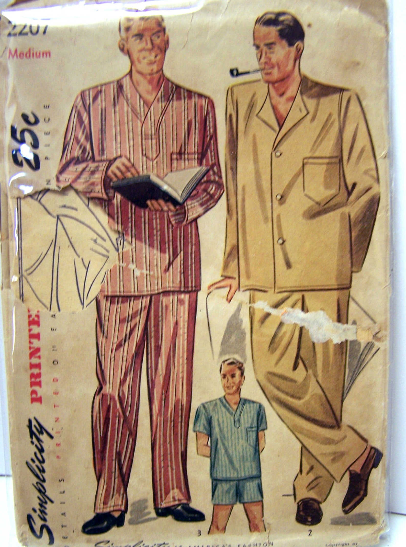Men's Pajamas Vintage Sewing Pattern Simplicity 2207 Size | Etsy