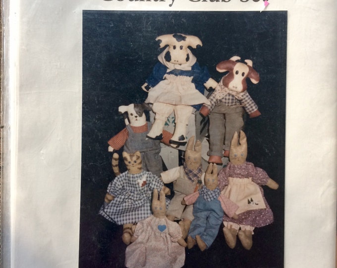Country Club Set Stuffed Animals Patterns...cows..bunnies...kitties ...