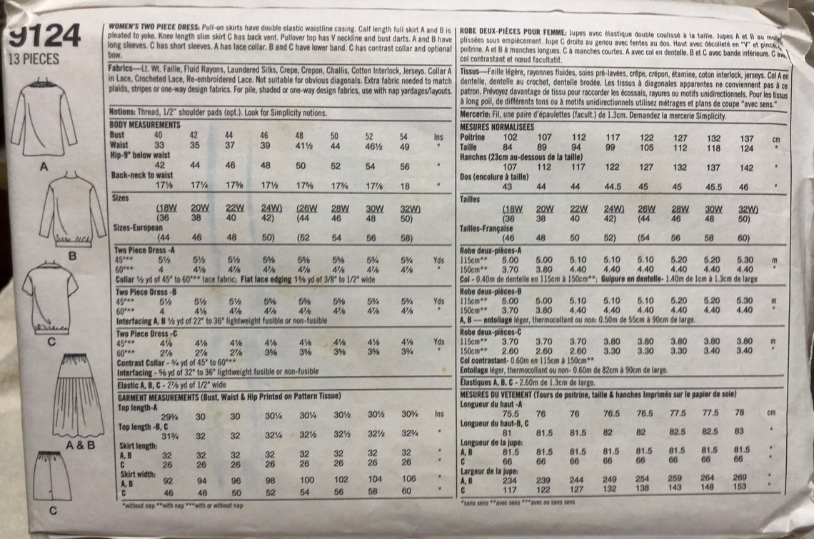 Women's Two Piece Dress Sewing Pattern...simplicity 9124 - Etsy