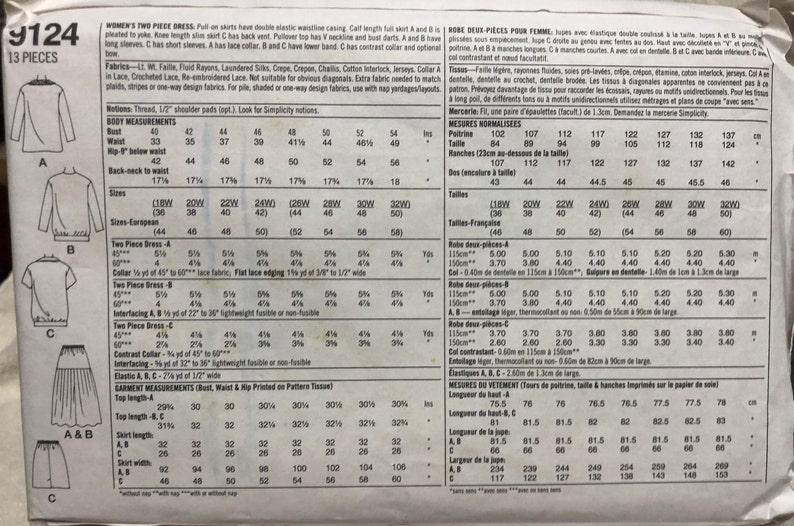 Women's Two Piece Dress Sewing Pattern...simplicity 9124 - Etsy