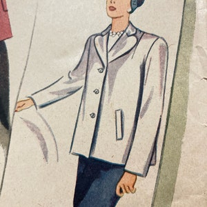 40's Misses' Jacket Sewing Pattern Simplicity 1219 Size 12 Bust 30 ...