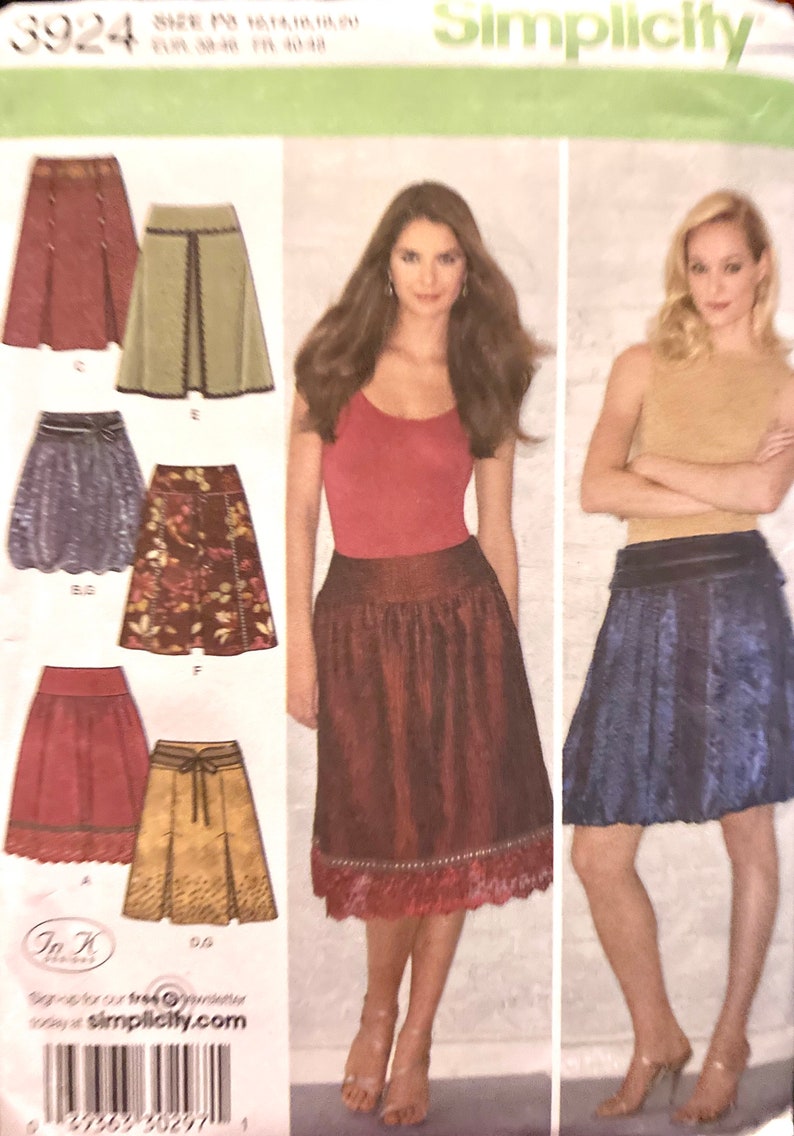 Misses' Skirts Sewing Pattern Simplicity 3924 A-line Skirt Size 12-20 ...