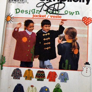 Children's Sewing Pattern Simplicity 9303 Design Your Own Jacket Size 3 ...