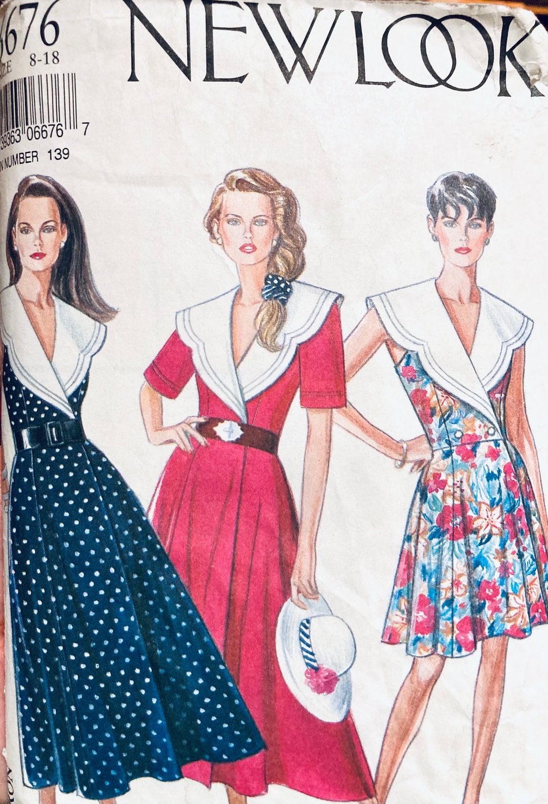 Misses' Dress Sewing Pattern New Look 6676 A-line Skirt Shawl Collar ...