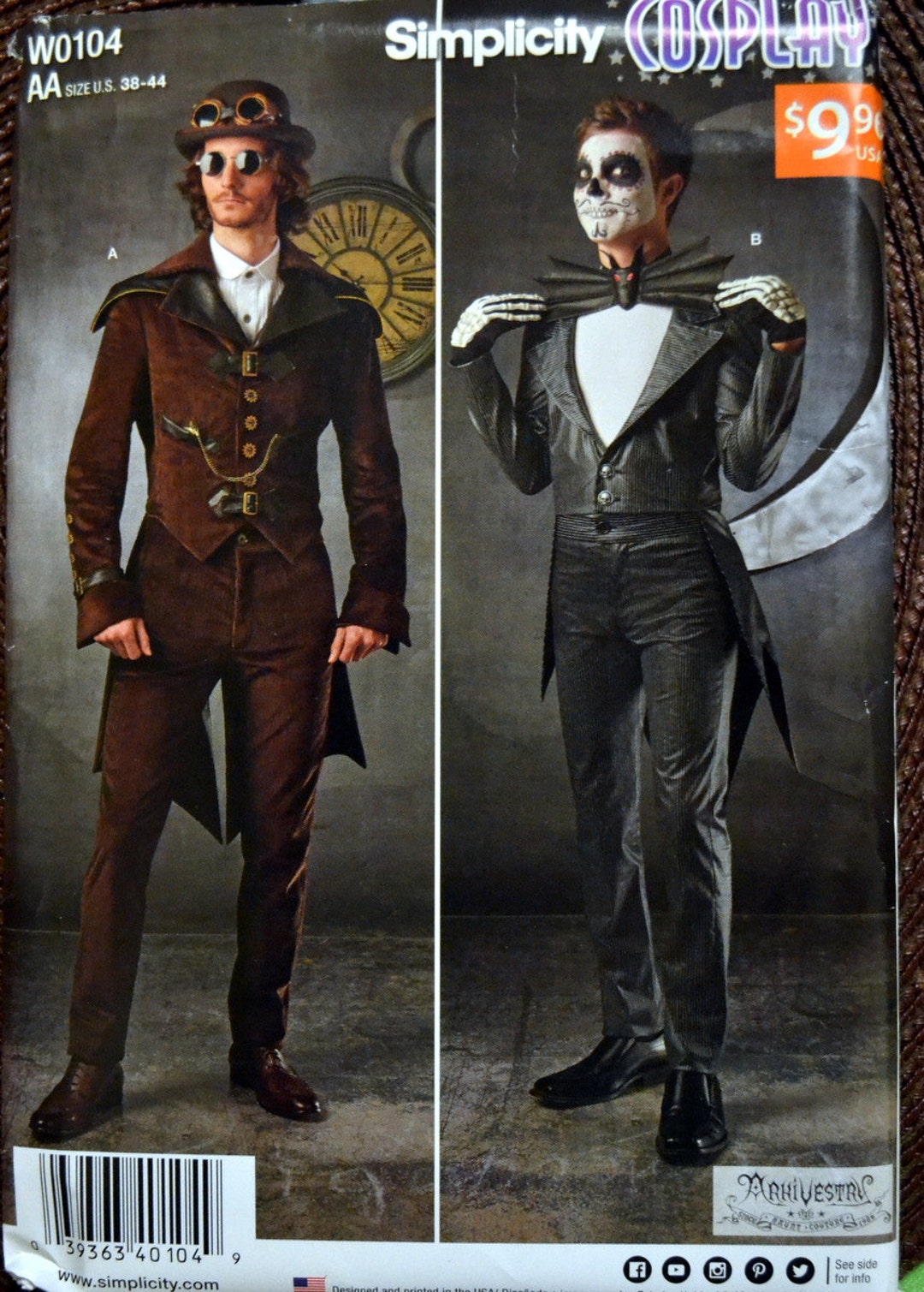 Men's Cosplay Costume Sewing Pattern Simplicity 1039/W0104 Chest 38 to ...