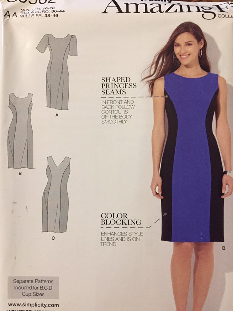 Misses' Color Blocked Dress Sewing Pattern Simplicity 0502 | Etsy
