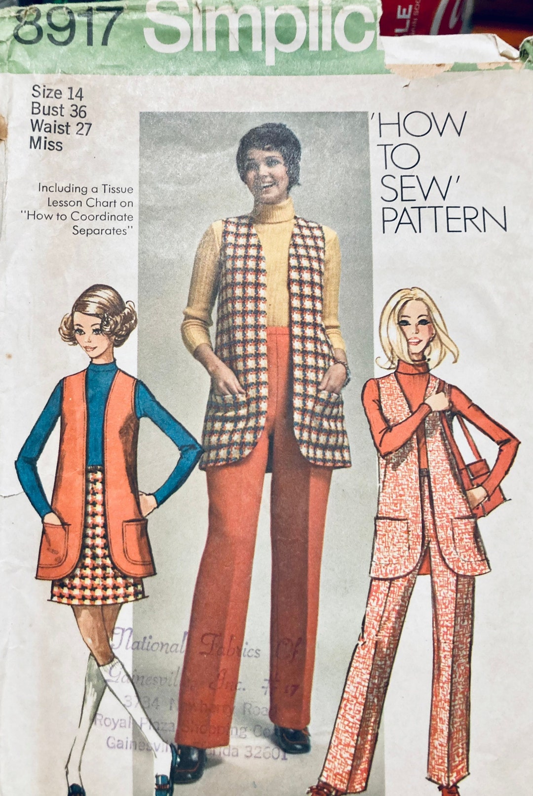 Misses’ Vest and Mini Skirt Sewing Pattern Simplicity 8917 Size 14 Bust ...