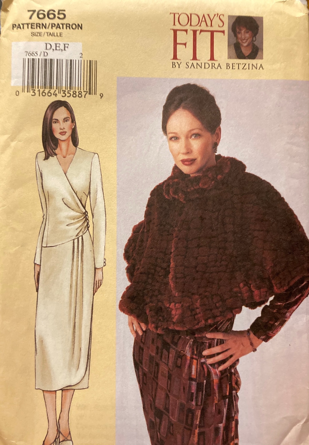 Misses' Dress and Capelet Sewing Pattern..vogue 7665... Misses Bust 38 ...