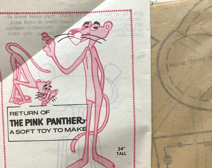 Pink Panther Stuffed Animal Sewing Pattern...24” Tall Pink Panther Doll ...