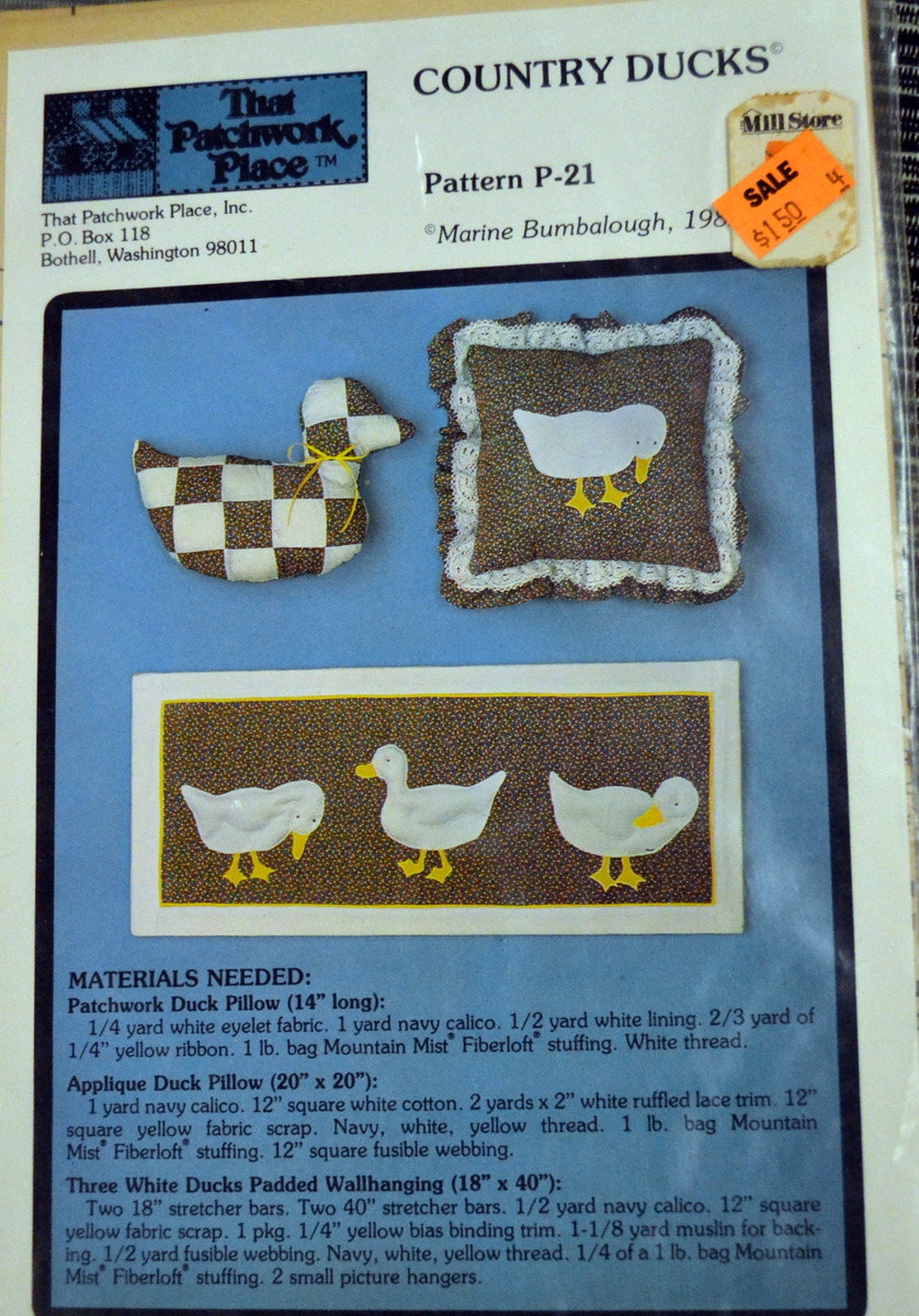 Country Ducks Pillow and Wallhanging Pattern Uncut Complete | Etsy