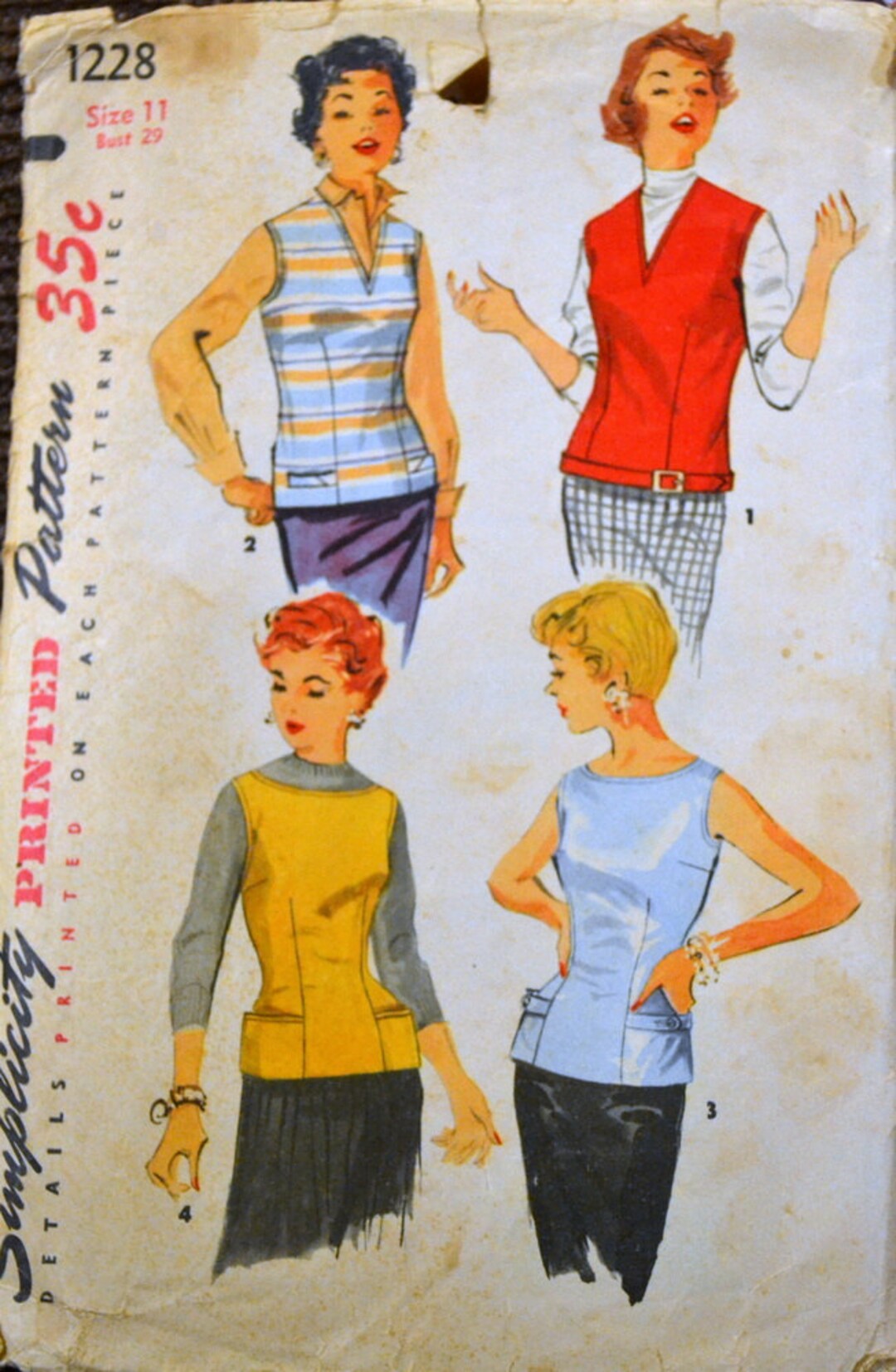 Misses' Tops Sewing Pattern...vintage 1950's Simplicity 1228 Misses ...