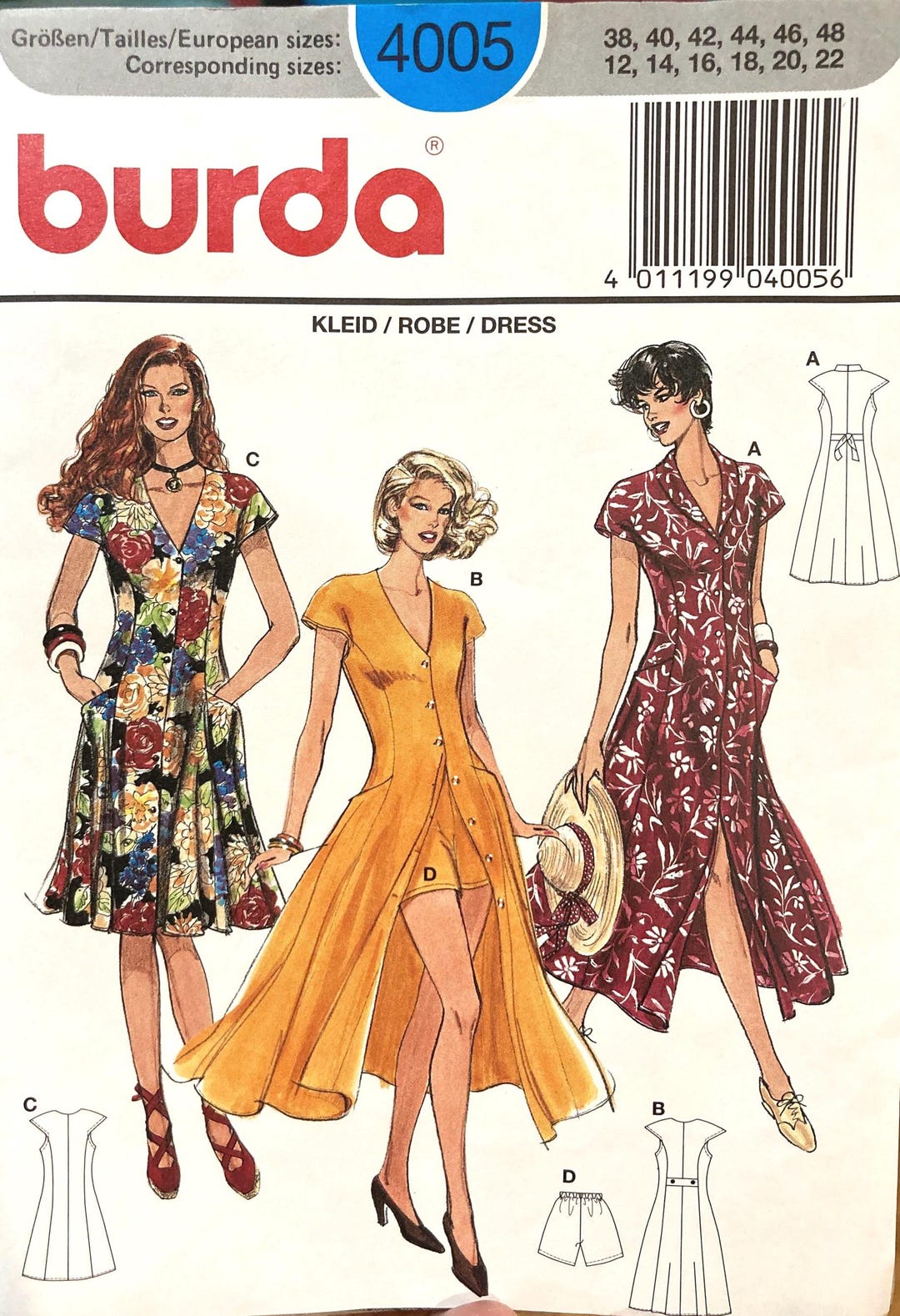 Misses' Dress and Shorts Sewing Pattern..button Front..princess Seams ...