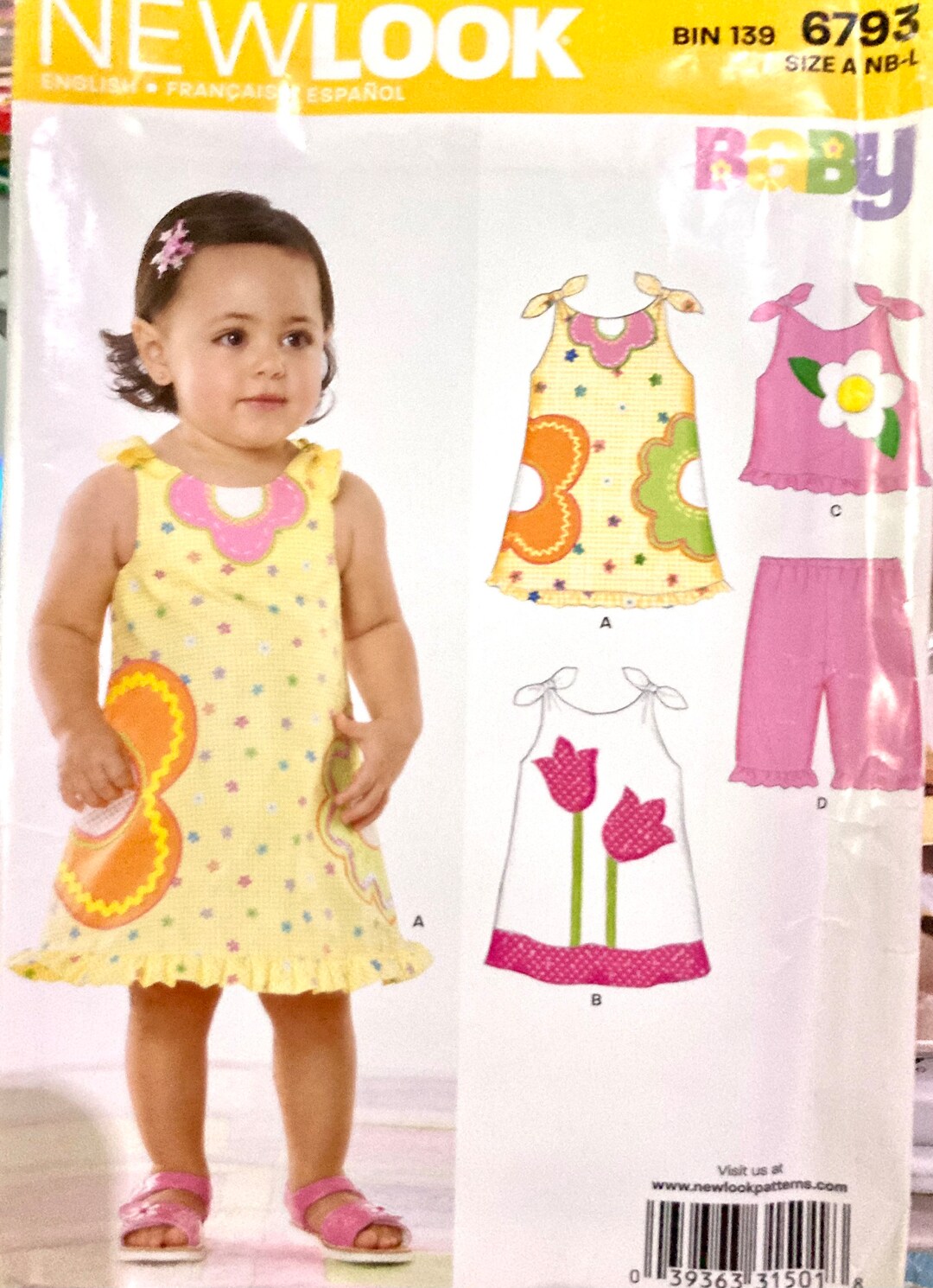 Easy to Sew Baby Girl’s Dresses and Shorts Sewing Pattern...new Look ...