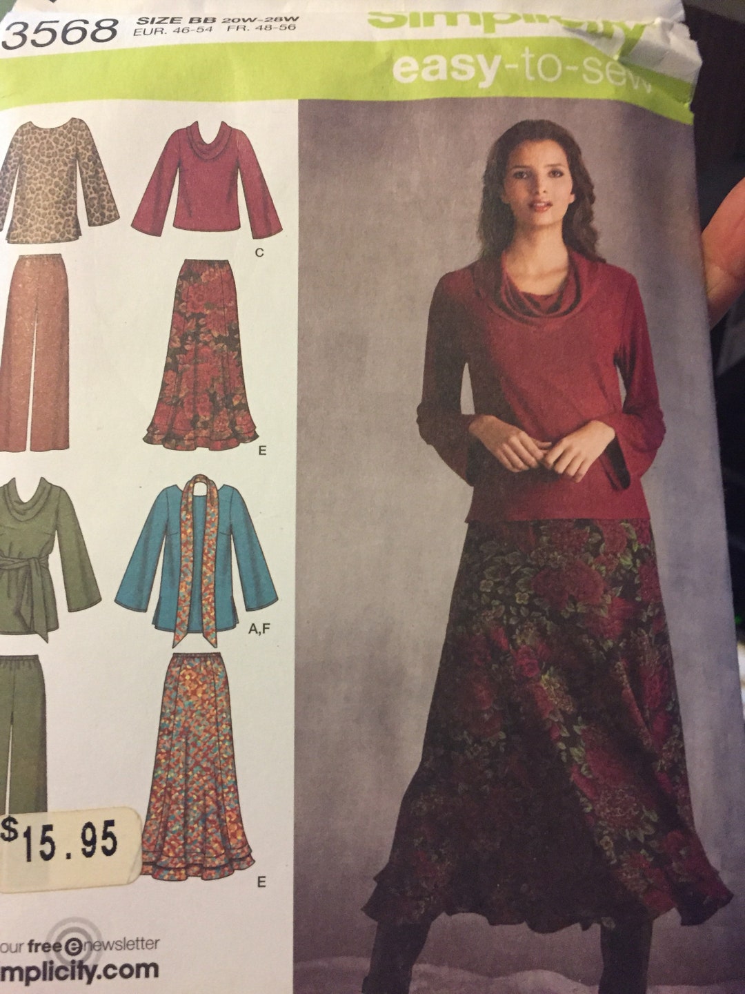 Women's Pants, Skirt, Top, and Scarf Full Figure Sewing Pattern ...