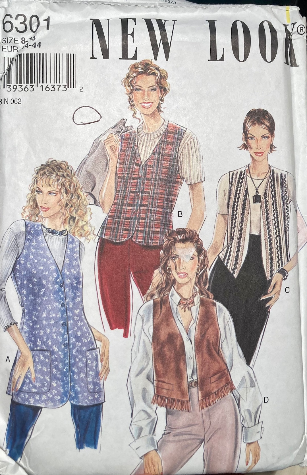 Misses' Vests With 4 Variations Sewing Pattern New Look 6301 Size 8-18 ...