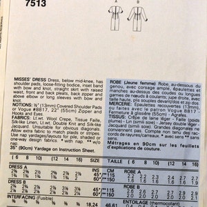 Misses' Dress Sewing Pattern Very Easy Vogue 7513 Misses' Dress Size 6 ...