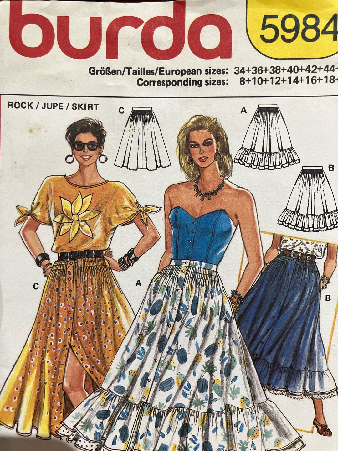 Misses' Skirt Sewing Pattern Burda 5984 Uncut Complete Size 8-20 - Etsy