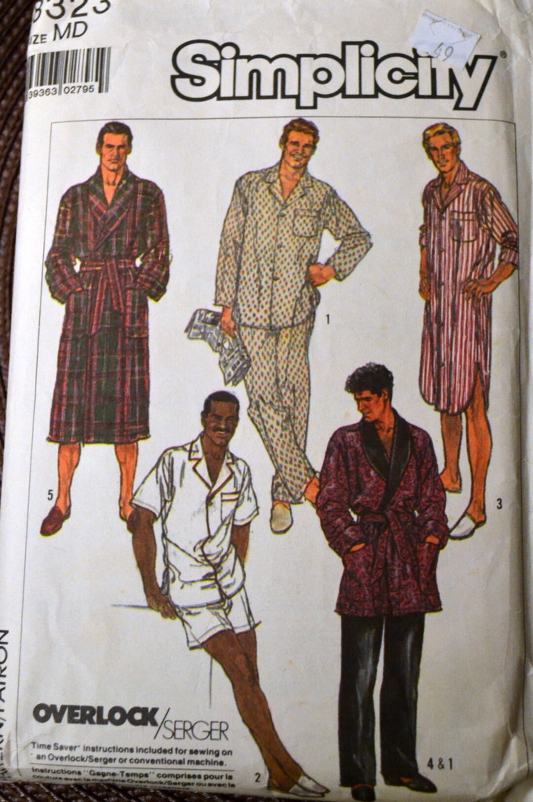 Men's Night Shirt Robe and Pajamas Sewing Pattern Simplicity 8323 Chest ...