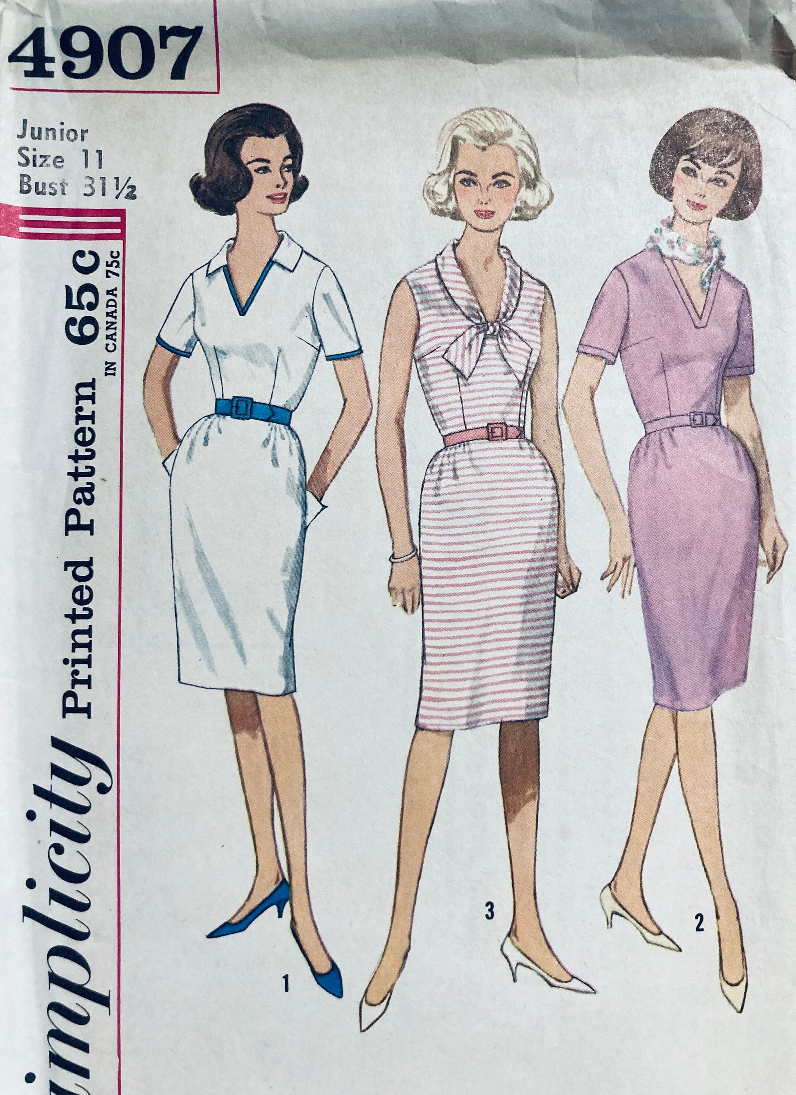 1960's Junior and Misses' One Piece Dress Sewing Pattern Simplicity ...