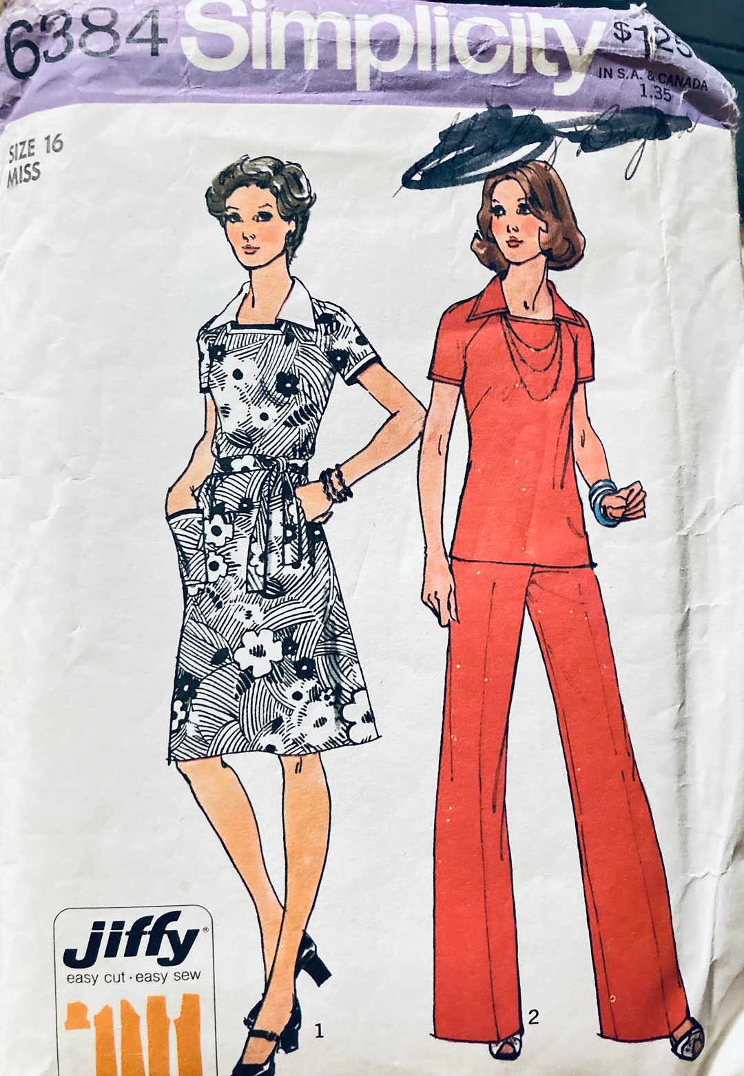 Misses' Jiffy Dress or Top and Pants Sewing Pattern Simplicity 6384 ...