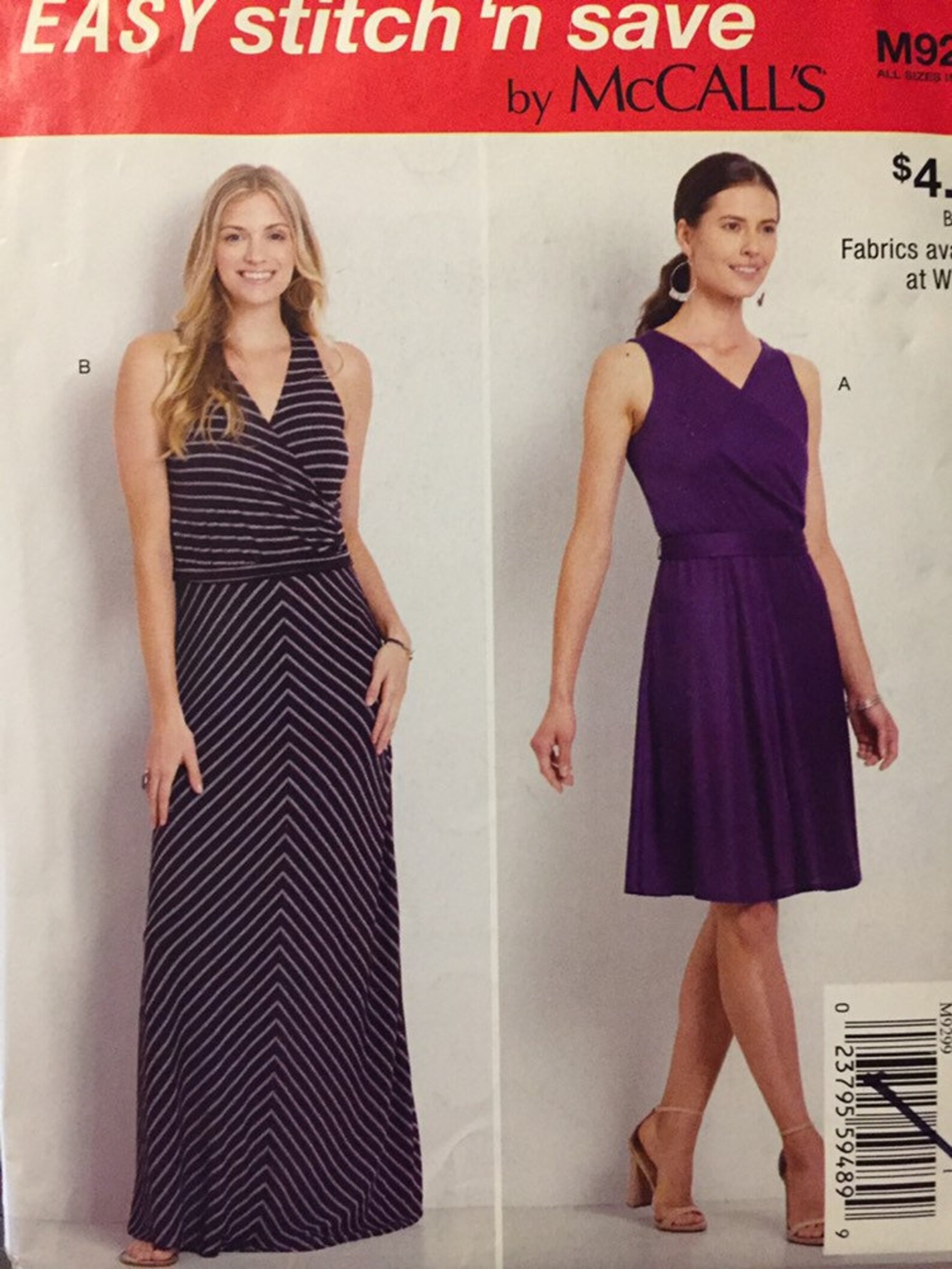 Misses' Pull Over Dresses and Sash Sewing Pattern Mccall's 9299 Misses ...