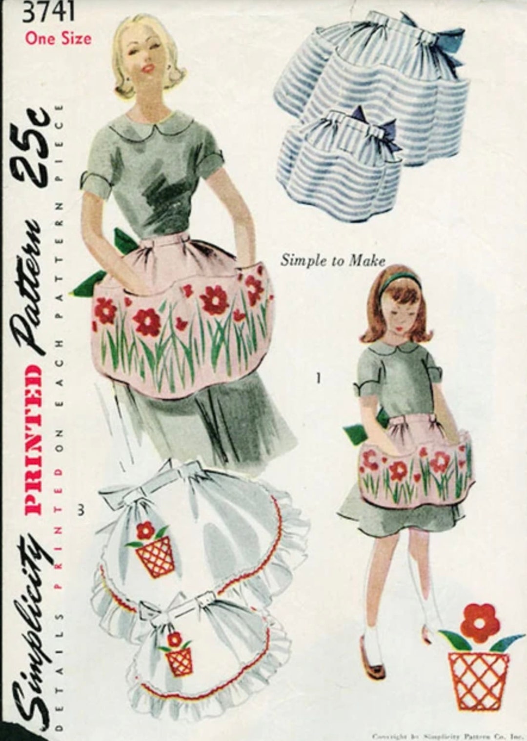 Mother and Daughter's Apron Sewing Pattern...simplicity 3741...half ...