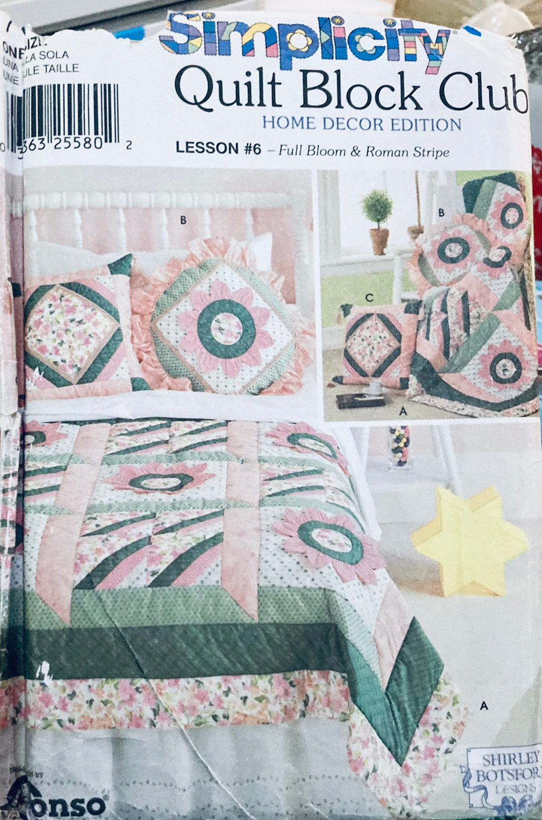 Full Bloom and Roman Stripe Quilt Block Club Pattern Simplicity 7095 ...