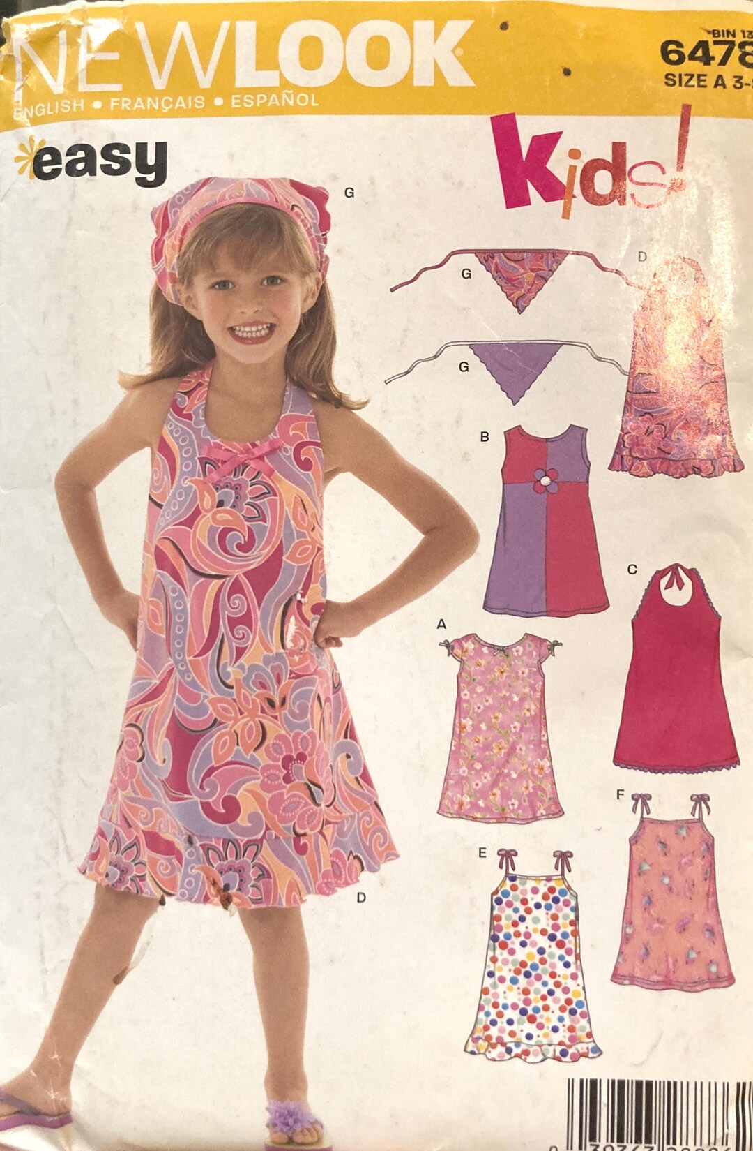 New Look 6478 Girls’ Sundresses and Scarf Sewing Pattern.….. Size 3-8 ...