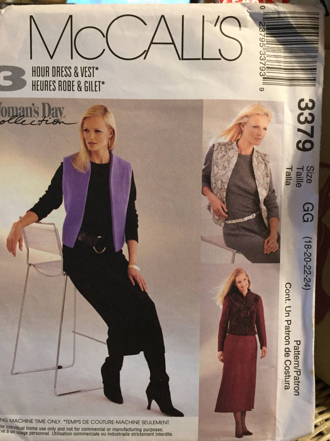 Plus Size Dress and Vest Sewing Pattern Mccall's 3379 Size 18-24 Bust ...