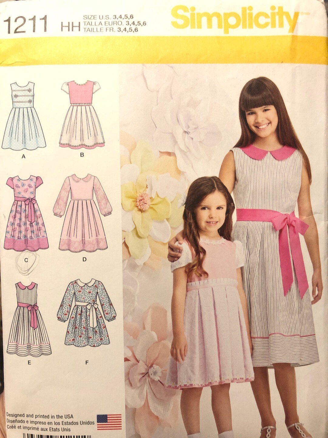 Children's Modest Dresses Sewing Pattern Simplicity 1211 Size 3-4-5-6 ...