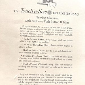 Touch & Sew Sewing Machine Booksinstructions for Using Touch and Sew ...