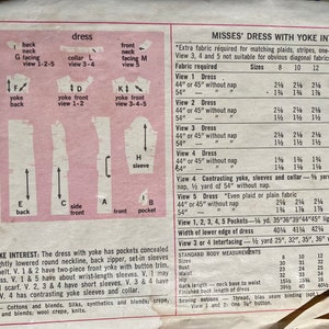 Misses’ Dress With Yoke Interest Sewing Pattern Simplicity 7242 Size 14 ...