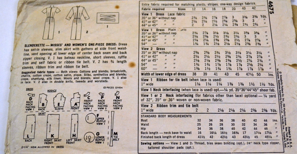 Women's Dress and Jacket Sewing Pattern Simplicity 4675 - Etsy
