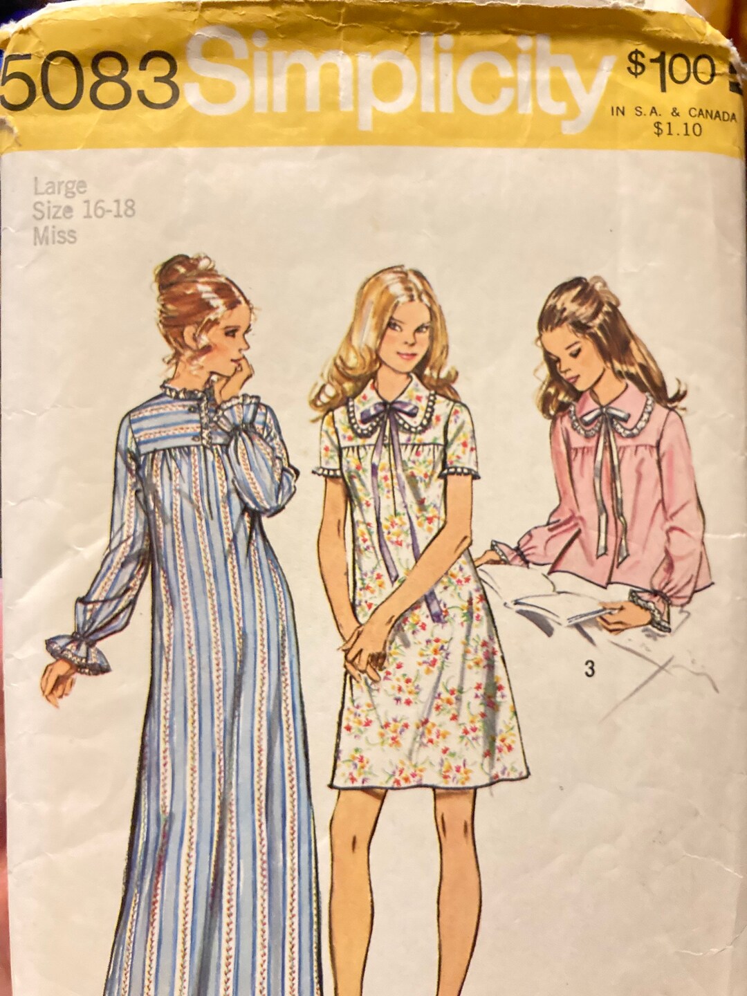 Misses' Night Gown and Bed Jacket Sewing Pattern Simplicity 5083 Bust ...