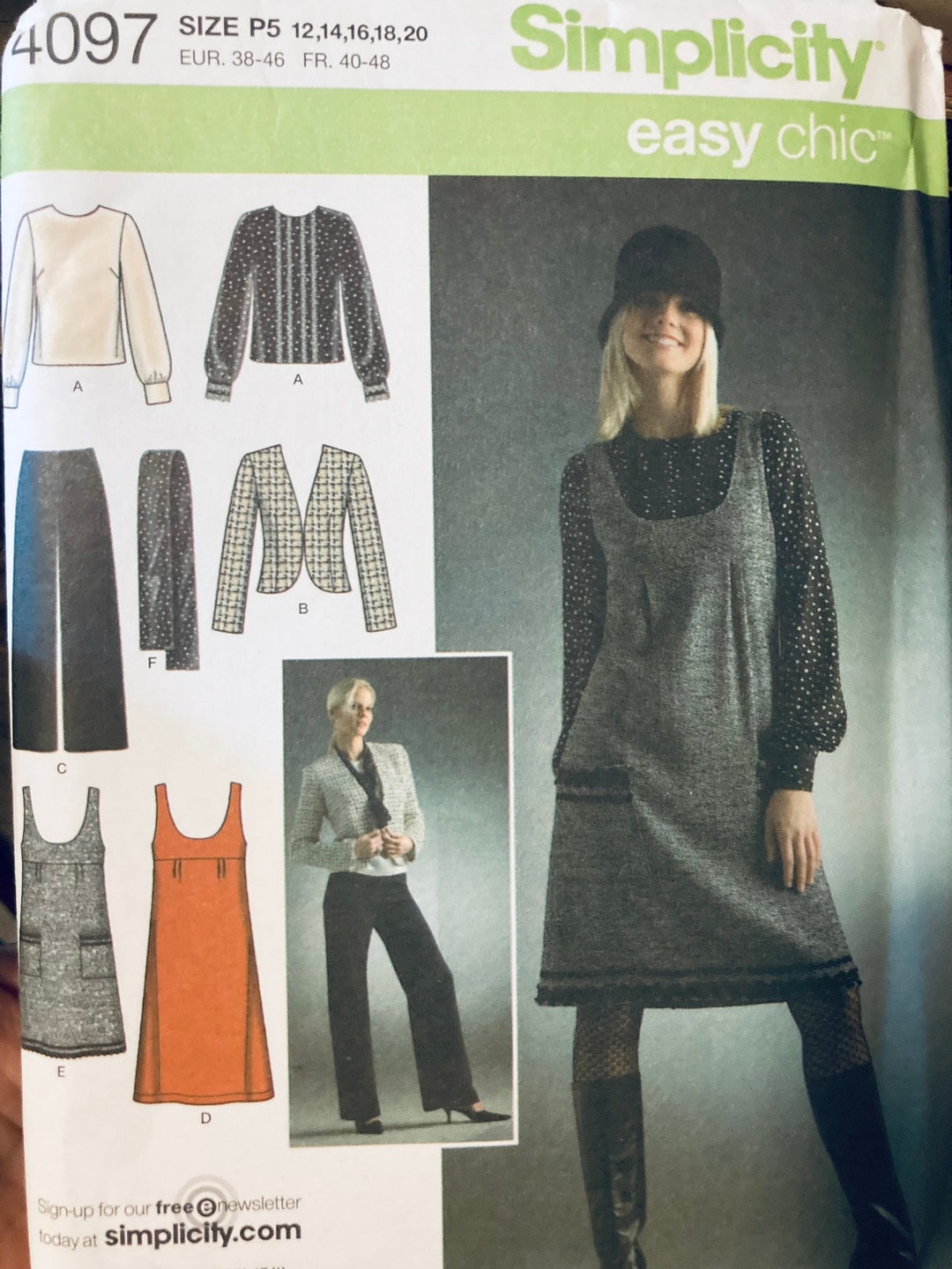 Misses' Blouse, Jacket, Pants, Jumper, and Scarf Sewing Pattern Simplicity 4097 Size 12-20 Bust ...