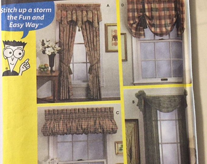 Window Treatments Sewing Pattern Simplicity 7075 Uncut and Complete Ff ...