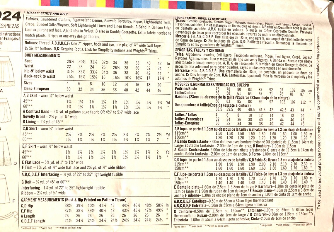 Misses' Skirts Sewing Pattern Simplicity 3924 A-line Skirt Size 12-20 ...