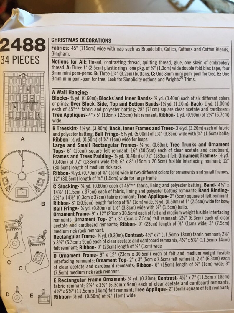 Christmas Decorations Sewing Pattern Simplicity 2488 Uncut - Etsy