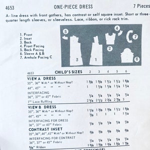 Child's Dress Sewing Pattern Butterick 4653 Size 5 Chest 23.5 Inches ...