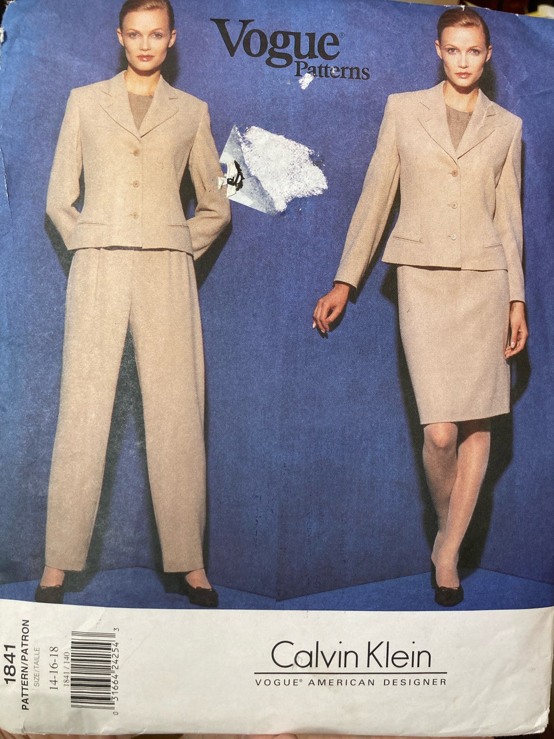 90's Misses' Jacket, Skirt, and Pants Sewing Pattern Vogue 1841 Calvin ...