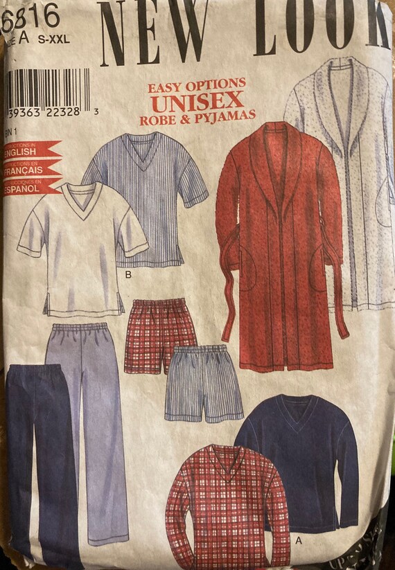 Unisex Robe und Pyjamas Schnittmuster new Look 6816 Brust | Etsy