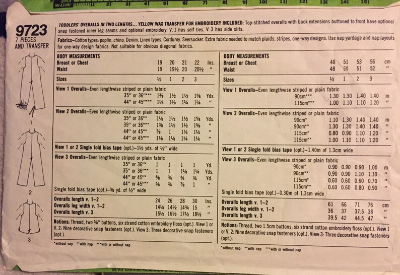 Toddlers' Overalls Sewing Pattern Simplicity 9723 Size | Etsy