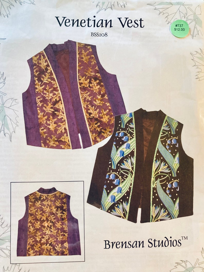 Venetian Vest Sewing Pattern Brensan Studios BSS 108 Bust - Etsy
