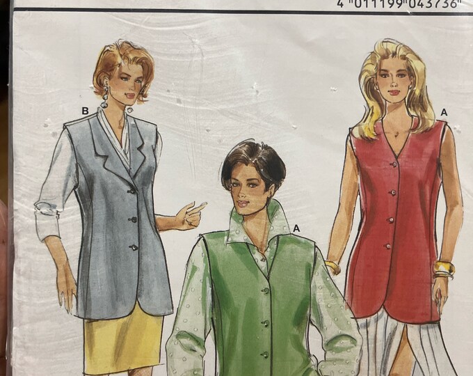 90's Misses' Vest Sewing Pattern Burda 4373 Size 10-20 Bust 32-42 ...