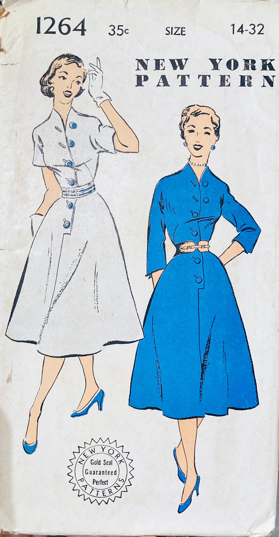 Misses'50s Charming Dress Louise Scott Fashion New York Pattern 12644 ...