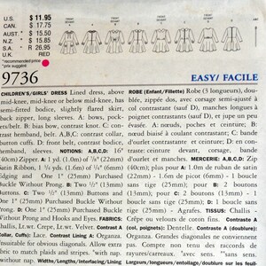 Girls' Dress Sewing Pattern Vogue 9736 Girl Dress Size 6-8 Uncut and ...