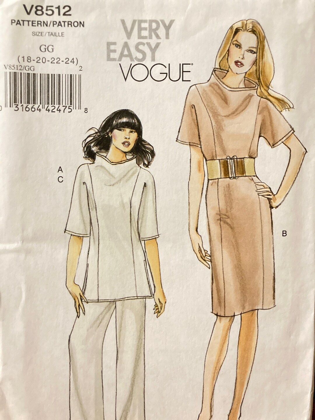 Misses' Tunic, Dress, and Pants Sewing Pattern Very Easy Vogue 8512 ...