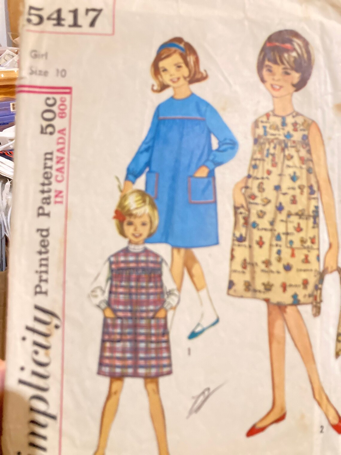 Girls' One Piece Dress or Jumper Sewing Pattern..simplicity 5417...size ...