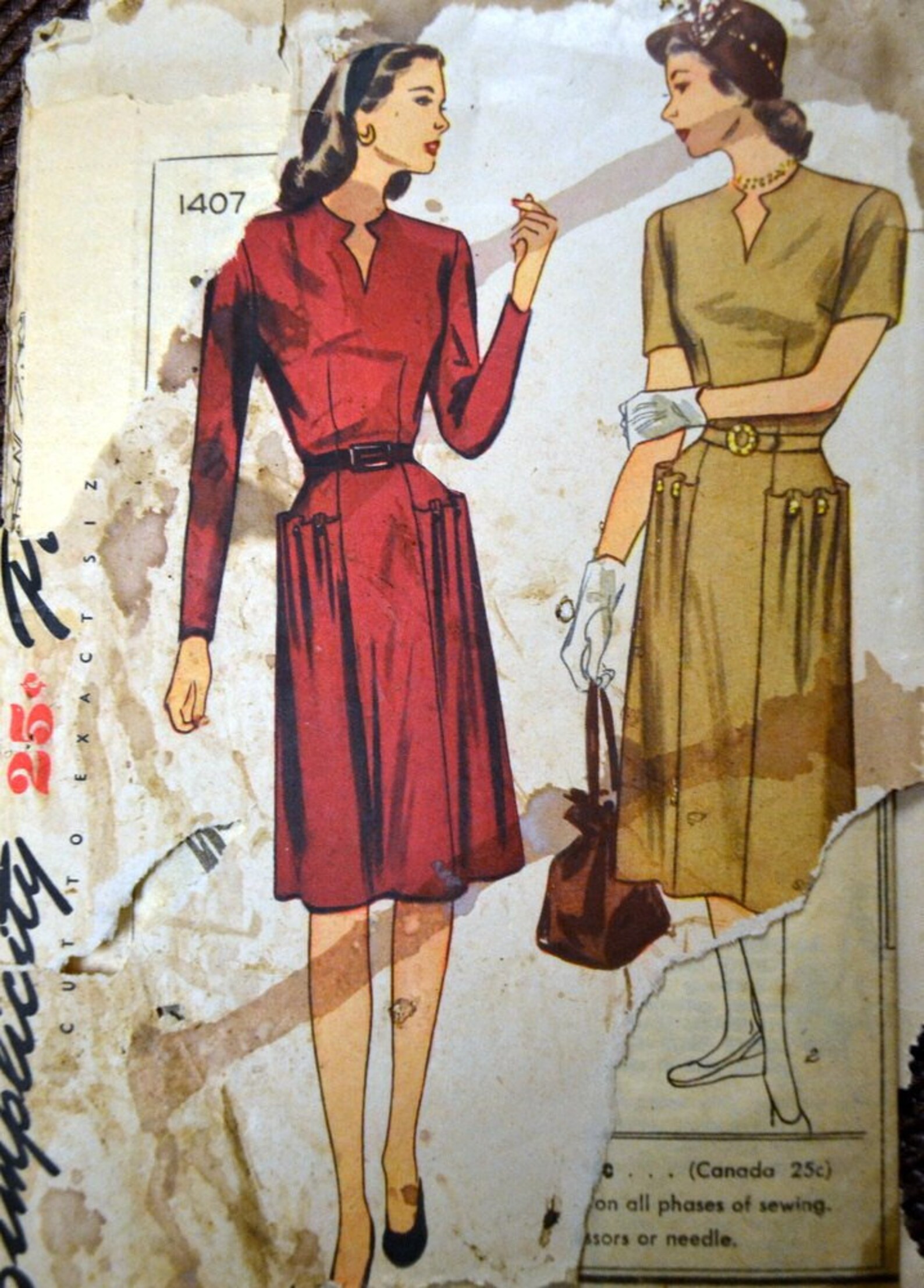 Vintage 1950s Dress Sewing Pattern Simplicity 1407 Misses' - Etsy