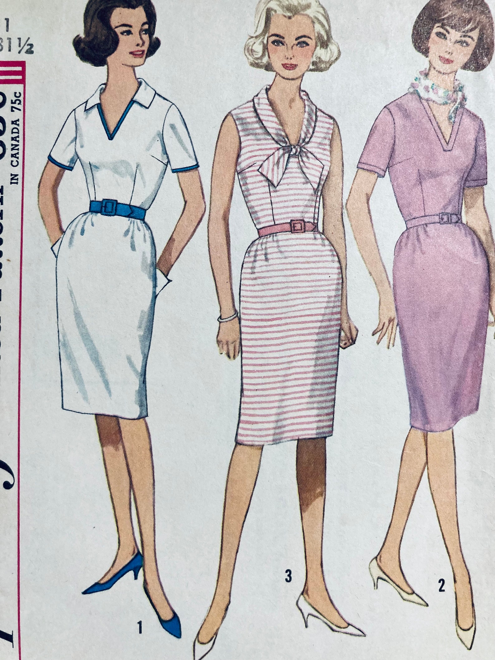 1960's Junior and Misses' One Piece Dress Sewing Pattern Simplicity ...